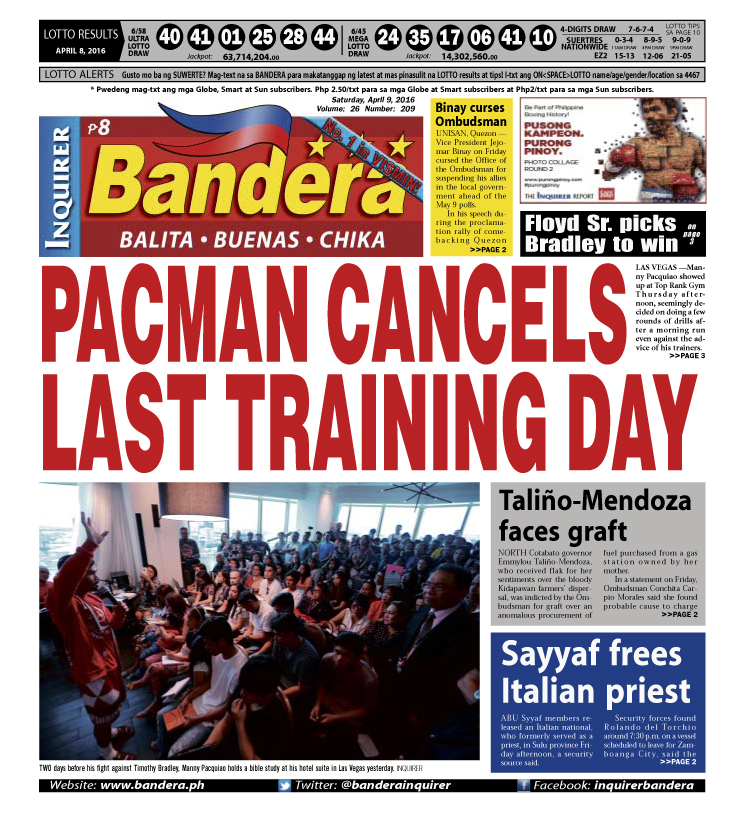 BANDERA MINDANAO APRIL 9, 2016 | Bandera