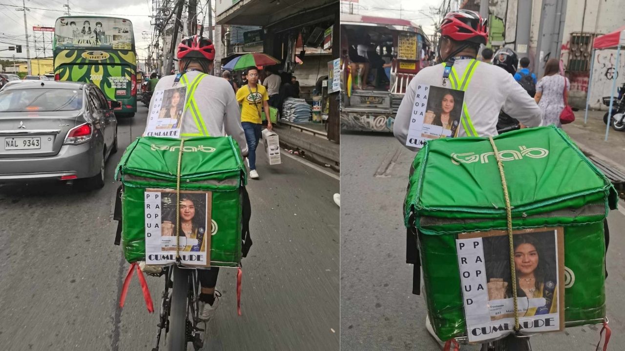 Delivery Rider ibinandera ang ‘Cum Laude’ niyang anak sa trabaho