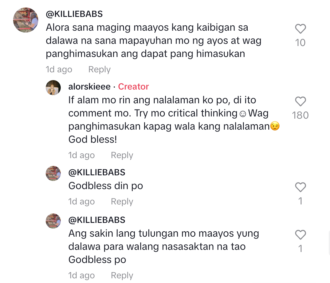 Alora Samsam pinagsabihan ang netizen