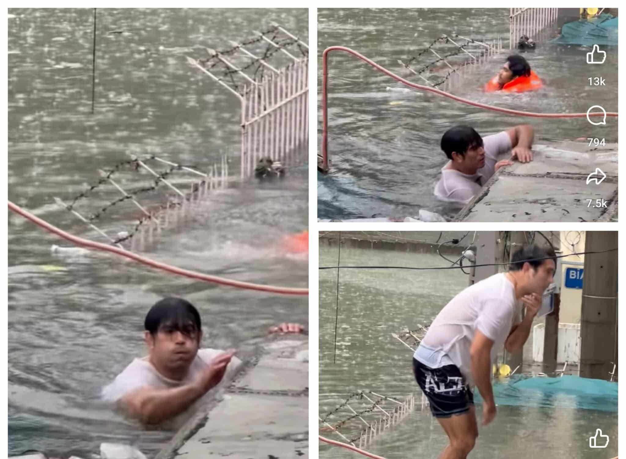 Gerald tuloy ang paglangoy sa baha para sa rescue operation