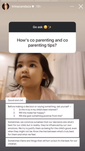 Trina Candaza sa co-parenting nila ni Carlo Aquino: ‘Good and civil’