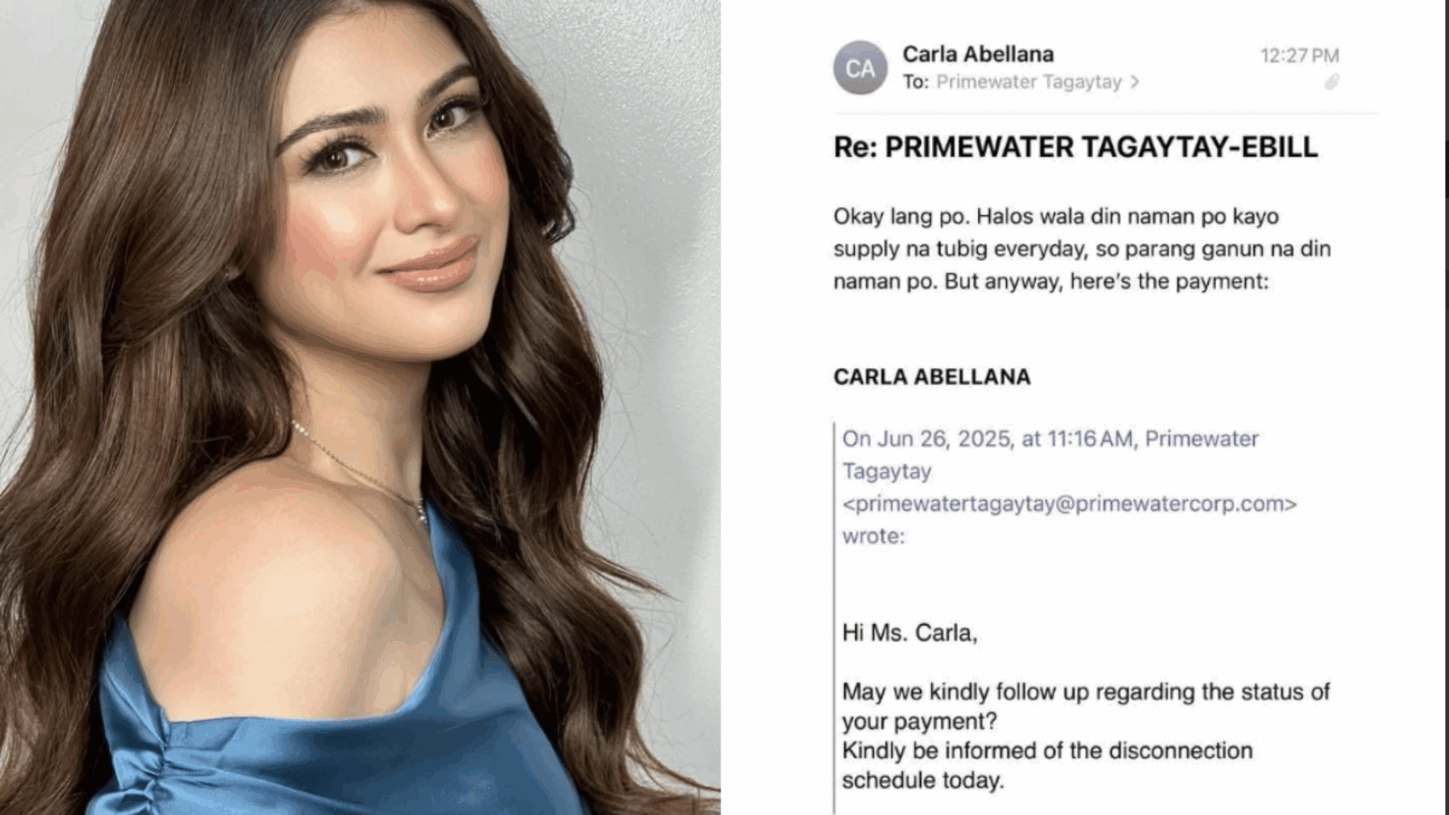 Carla Abellana sinopla ang PrimeWater, laging walang tubig